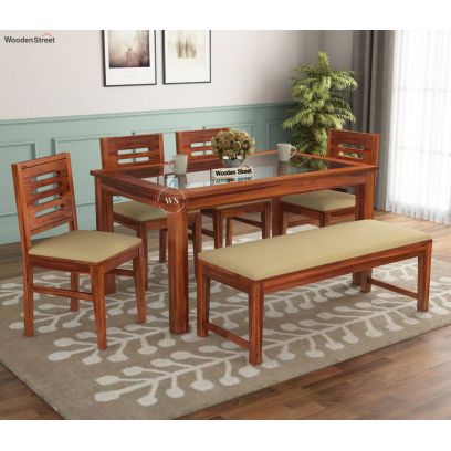 Glass table and bench set store
